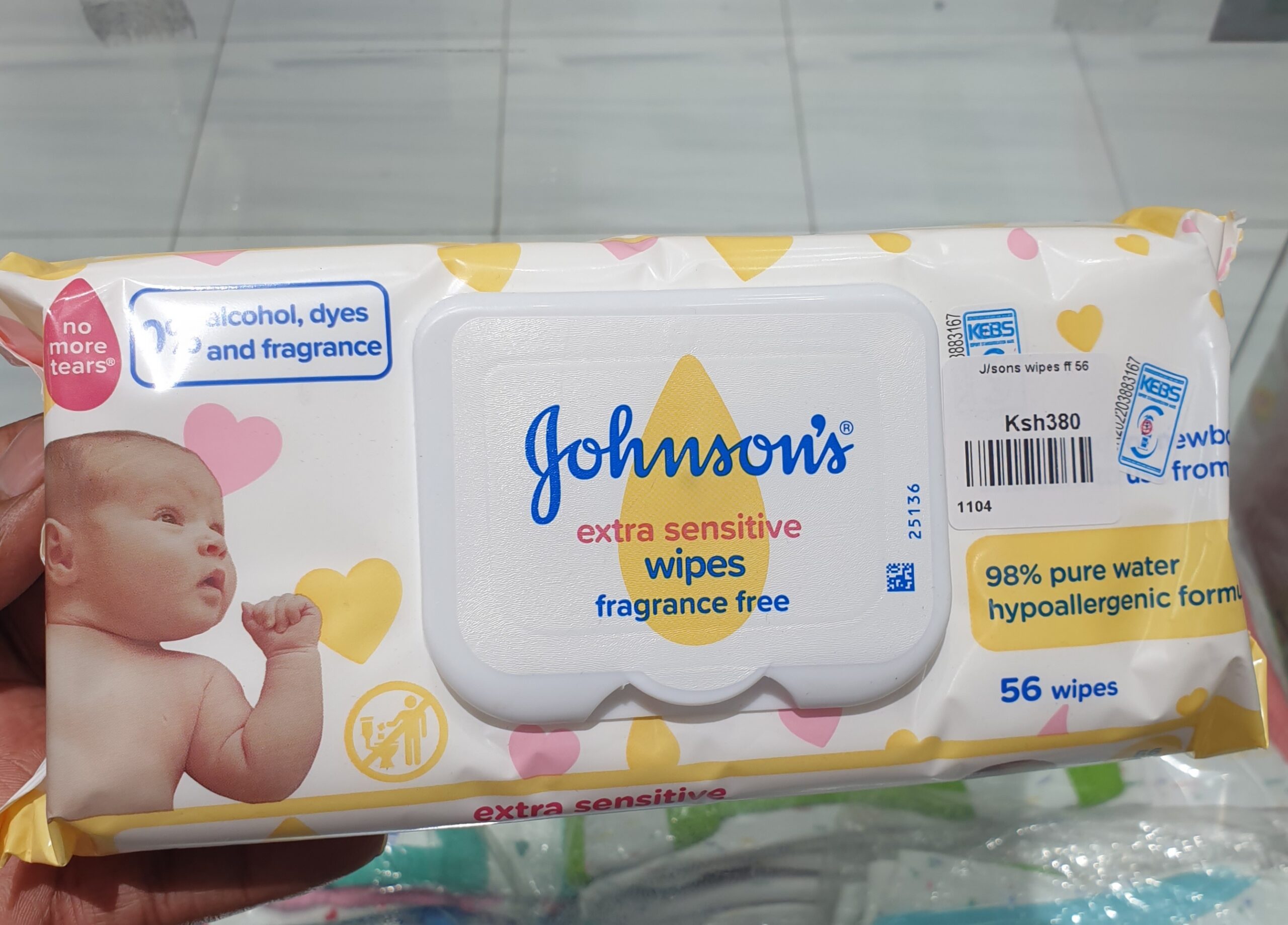 Johnson's Baby Wipes Extra Sensitive 56's - Baby Mart